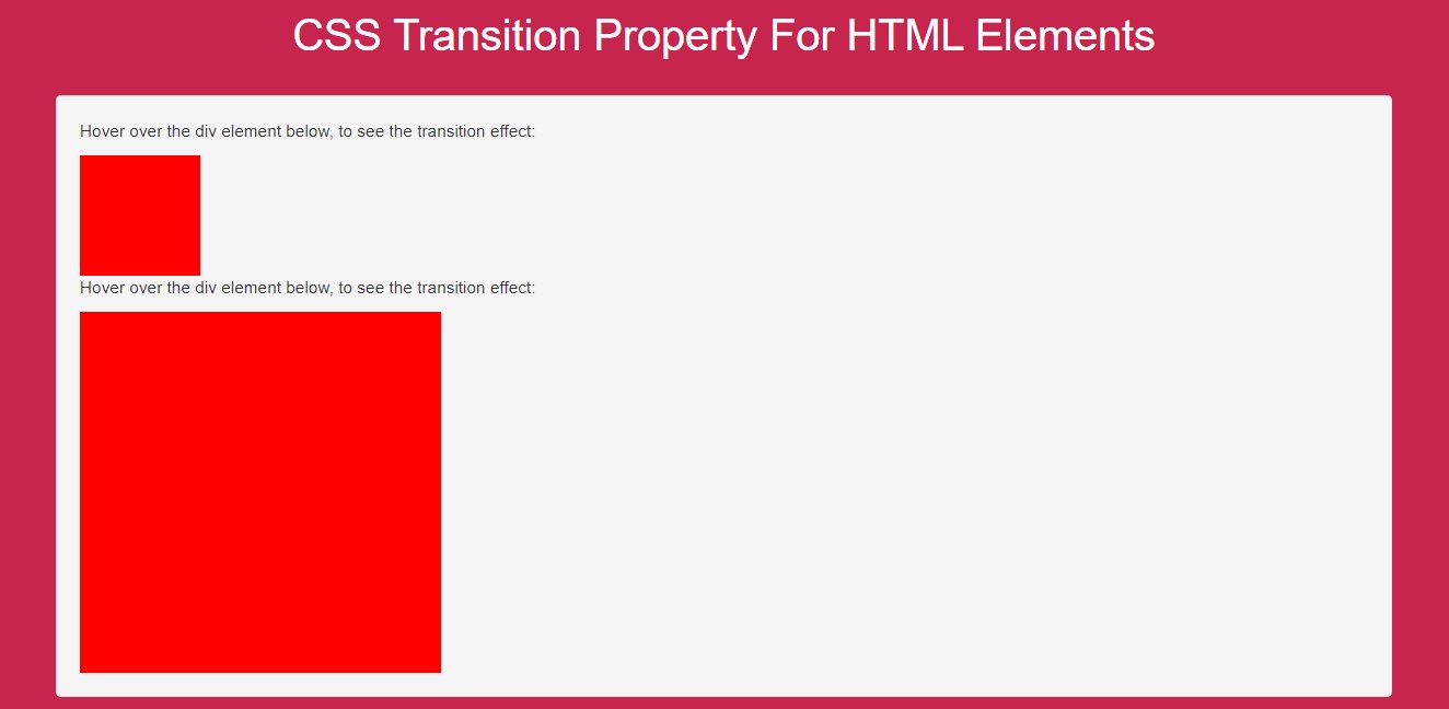 How To Use Css Transition Property For Html Elements